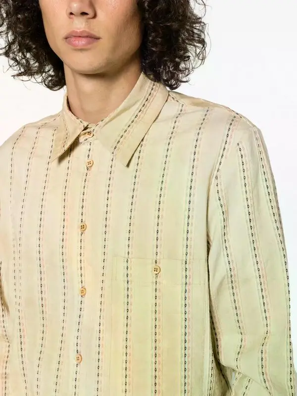 UMA WANG Tab Striped Cotton Shirt