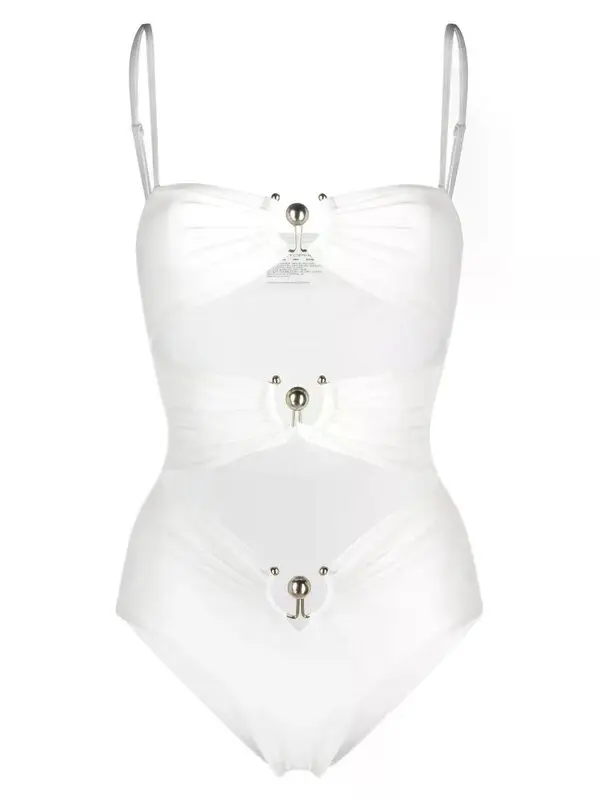 Christopher Esber Square Neck Cut-out Swimsuit - White