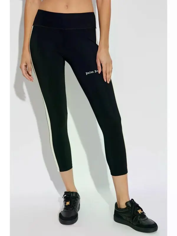 Palm Angels Cropped Logo Print Leggings