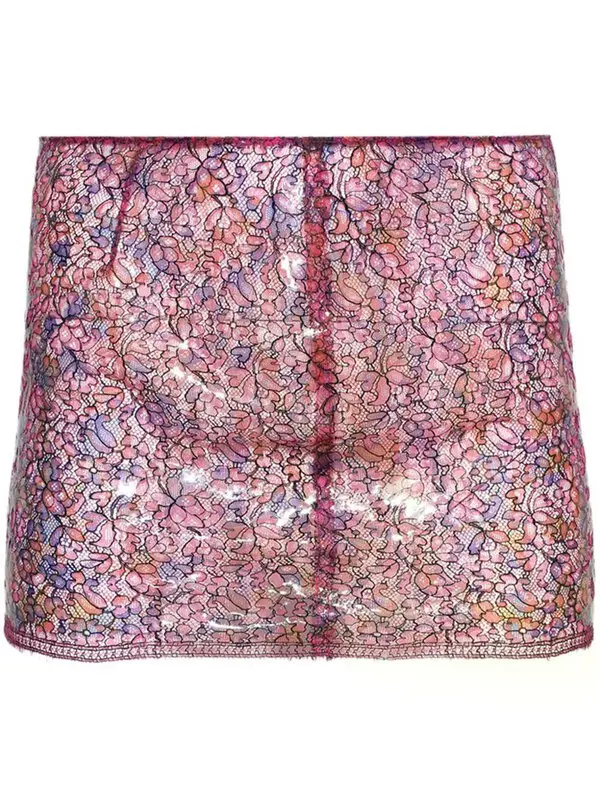 Christopher Esber Hand-painted Lace Mini Skirt
