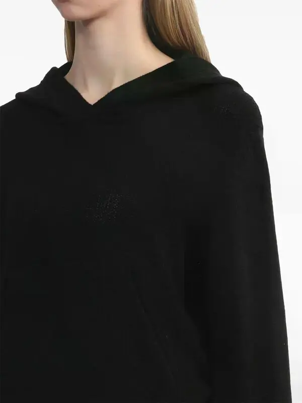 Palm Angels Curved Logo Knitted Hoodie