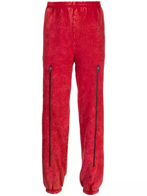 FOO AND FOO Cotton Straight-leg Trousers With Zip Detail - Red