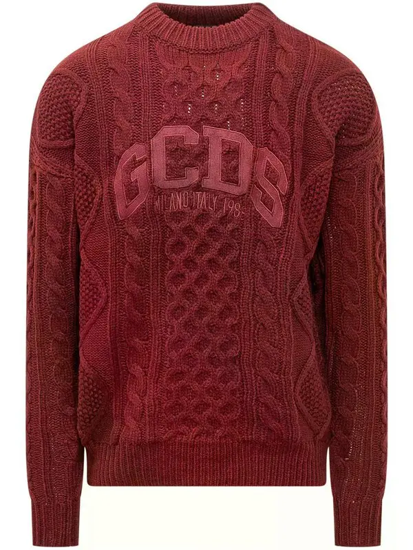 Gcds Embroidered Logo Cable Knit Jumper