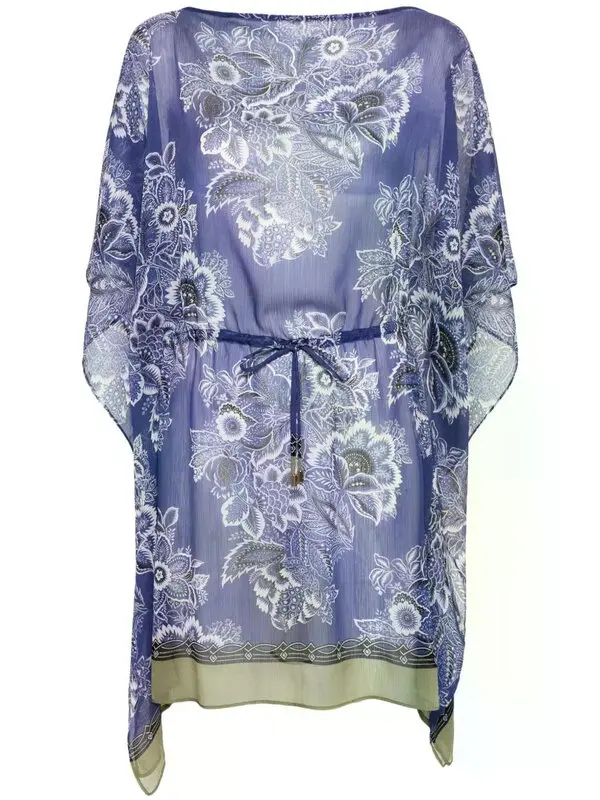 Etro Floral-print Kaftan Dress - Blue