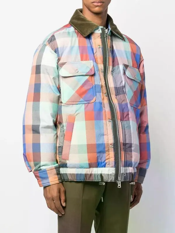 Sacai Check-pattern Zip-up Bomber Jacket