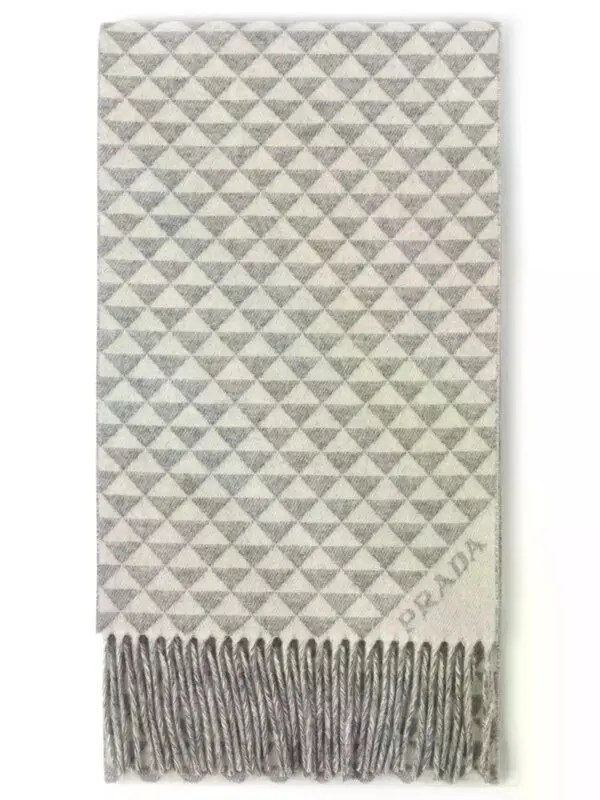 Prada Symbole Reversible Wool-cashmere Scarf - Grey