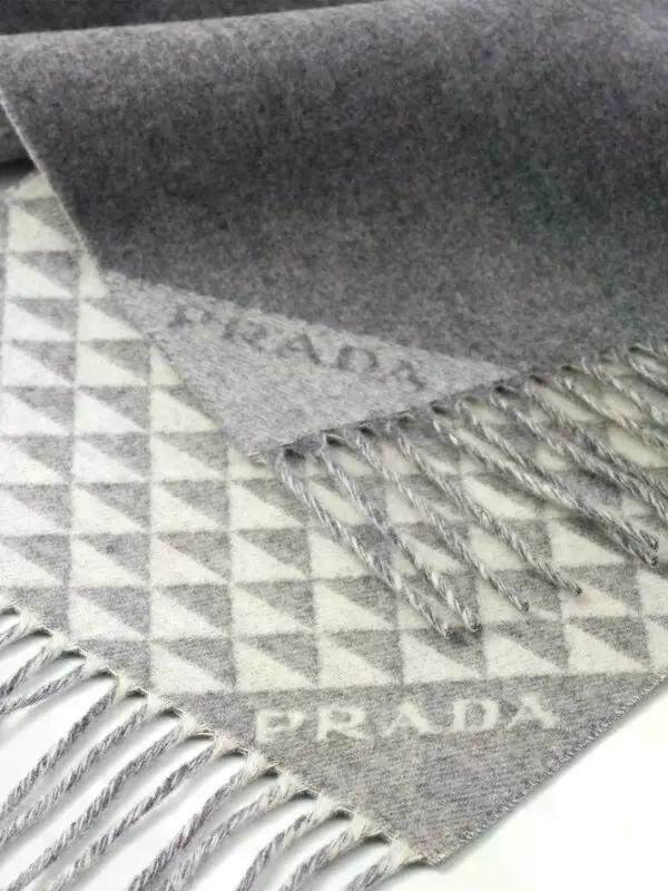 Prada Symbole Reversible Wool-cashmere Scarf - Grey