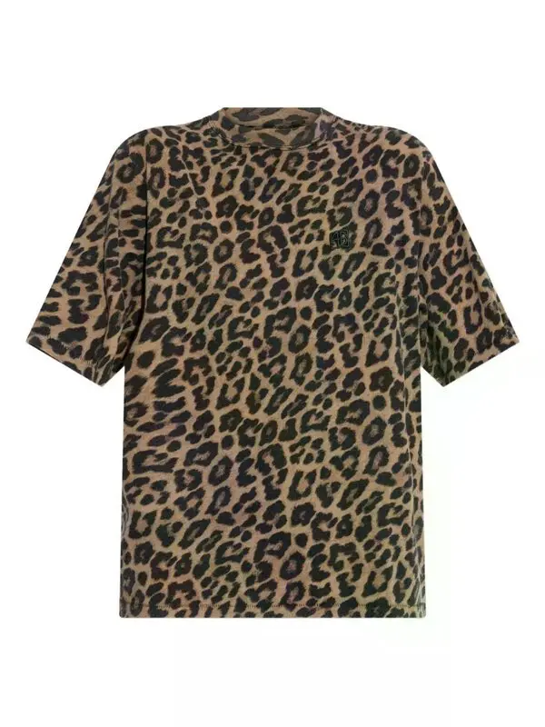 ANINE BING Leopard Print Crewneck T-shirt