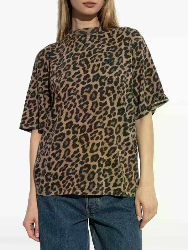 ANINE BING Leopard Print Crewneck T-shirt