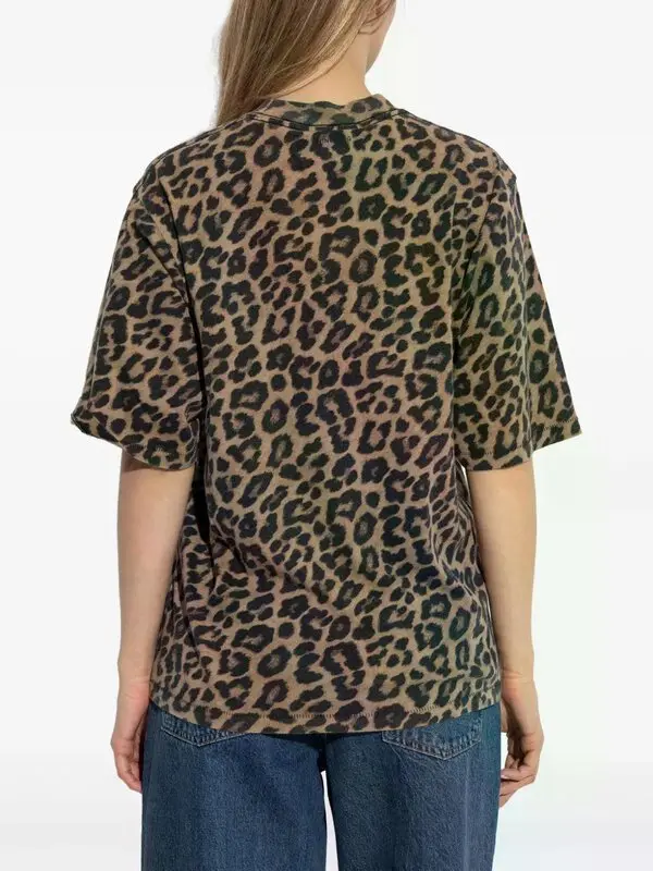 ANINE BING Leopard Print Crewneck T-shirt