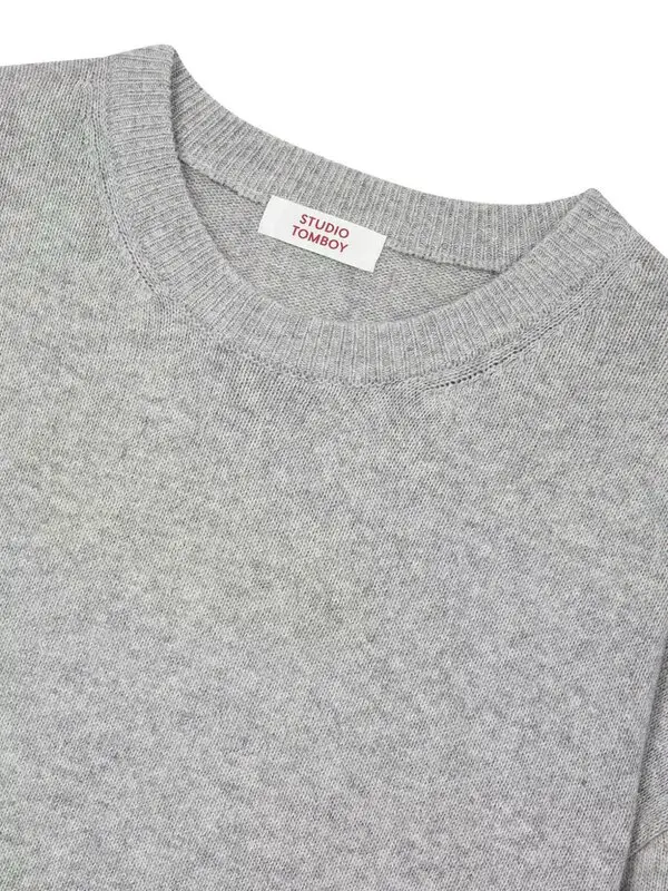 STUDIO TOMBOY Mélange-effect Crew Neck Jumper - Grey