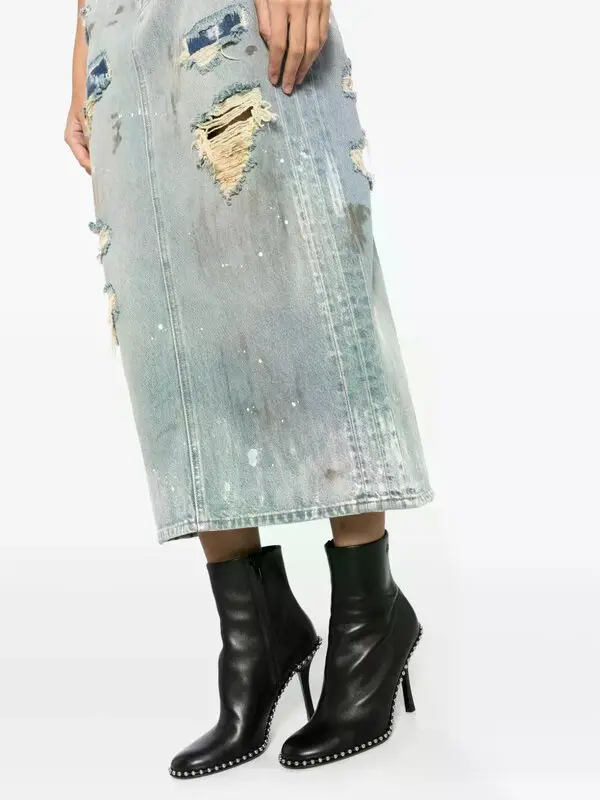Vetements Distressed-effect Denim Midi Skirt