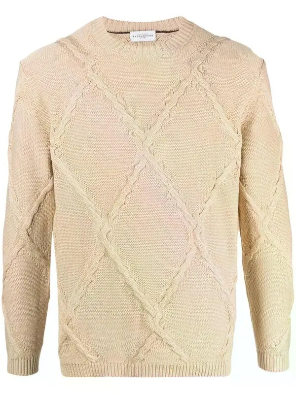 BALLANTYNE Textured Cotton Jumper - Neutrals
