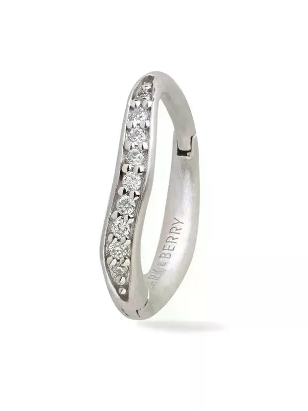 LARK & BERRY 14kt White Gold Large Dune Diamond Hoop Earring - Silver