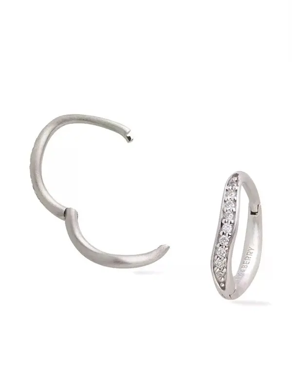 LARK & BERRY 14kt White Gold Large Dune Diamond Hoop Earring