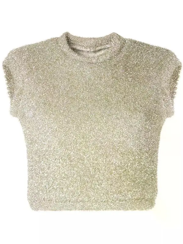 BAMBAH Metallic Knitted Crop Top