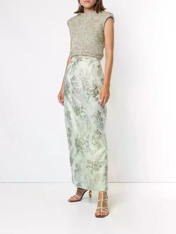 BAMBAH Metallic Knitted Crop Top