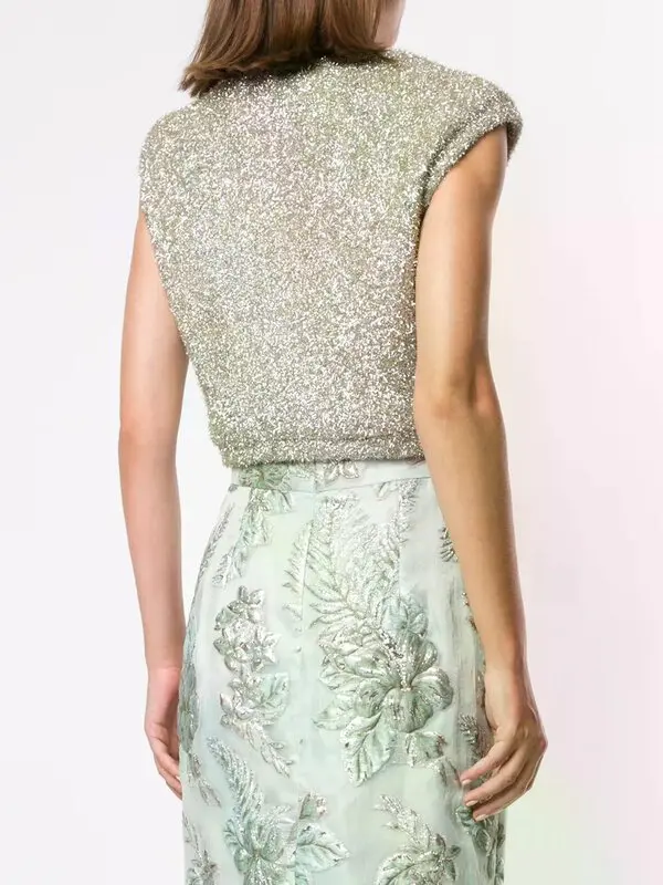 BAMBAH Metallic Knitted Crop Top