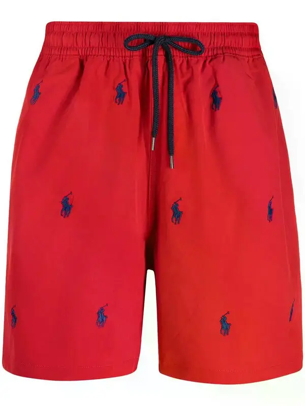 Polo Ralph Lauren Logo-embroidered Drawstring Swim Shorts - Red