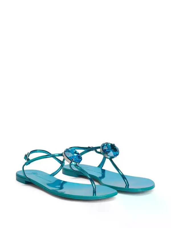 GIUSEPPE ZANOTTI Anthonia Metallic-effect Flat Sandals - Blue