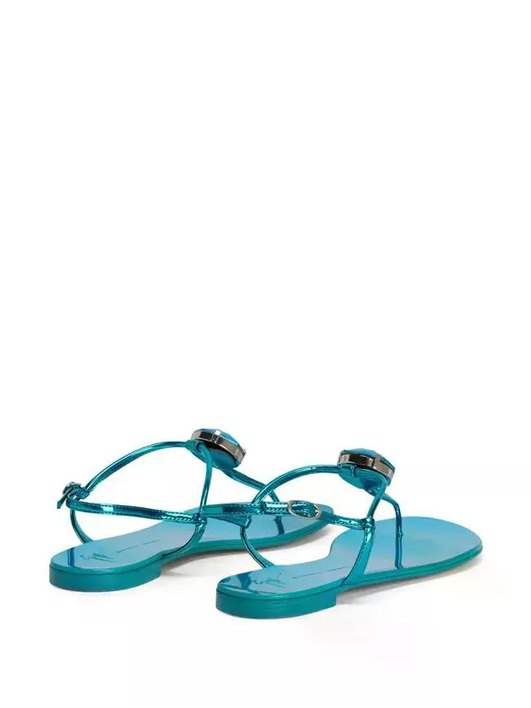 GIUSEPPE ZANOTTI Anthonia Metallic-effect Flat Sandals - Blue