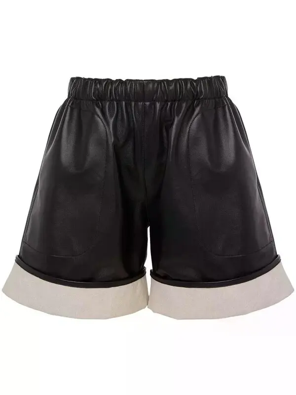 JW Anderson Contrast-hem Leather Shorts