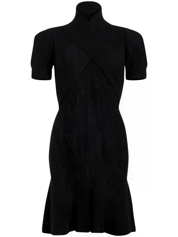 PATOU Merino Wool Wrap Mini Dress