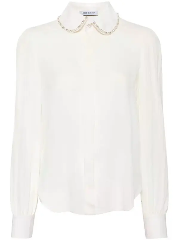 Dice Kayek Pearl-beaded Silk Shirt