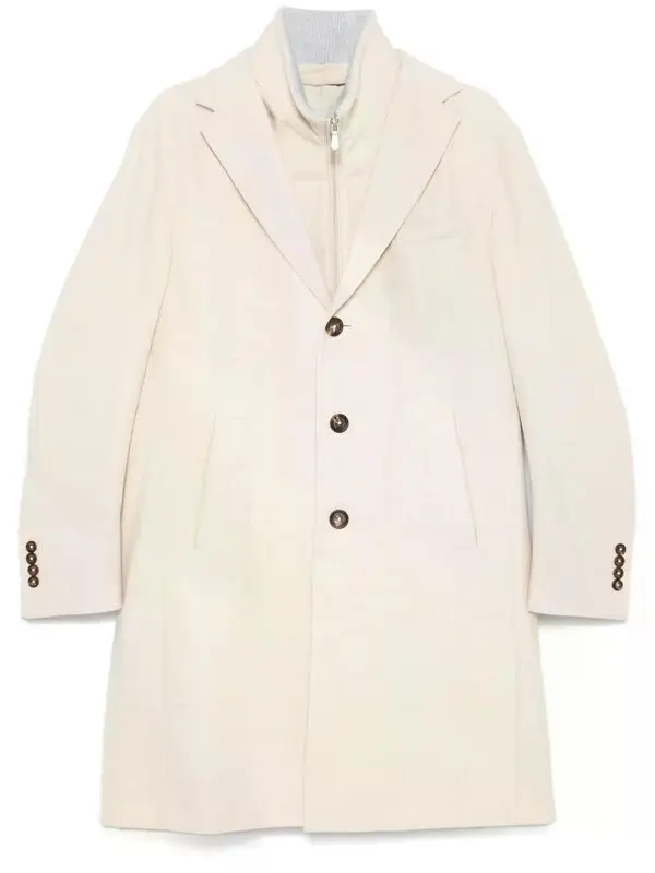 Eleventy Single-breasted Mélange Wool Coat - Neutrals