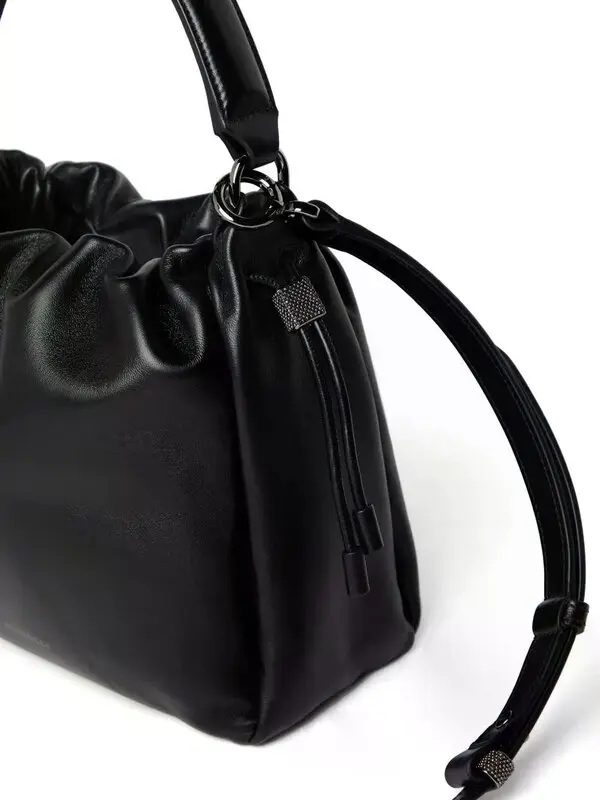 Brunello Cucinelli Mellow Leather Bucket Bag - Black