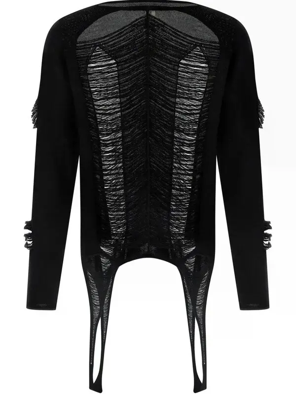 Rick Owens Long-sleeved Sweater With Ripped Detailing