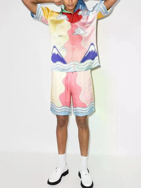 Casablanca Soleil Levant Silk Shorts - Pink