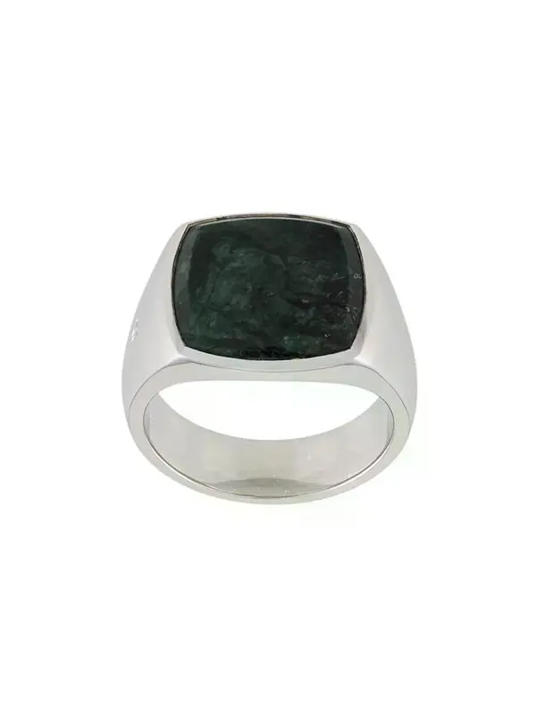 Tom Wood Cushion Marble Signet Ring - Silver