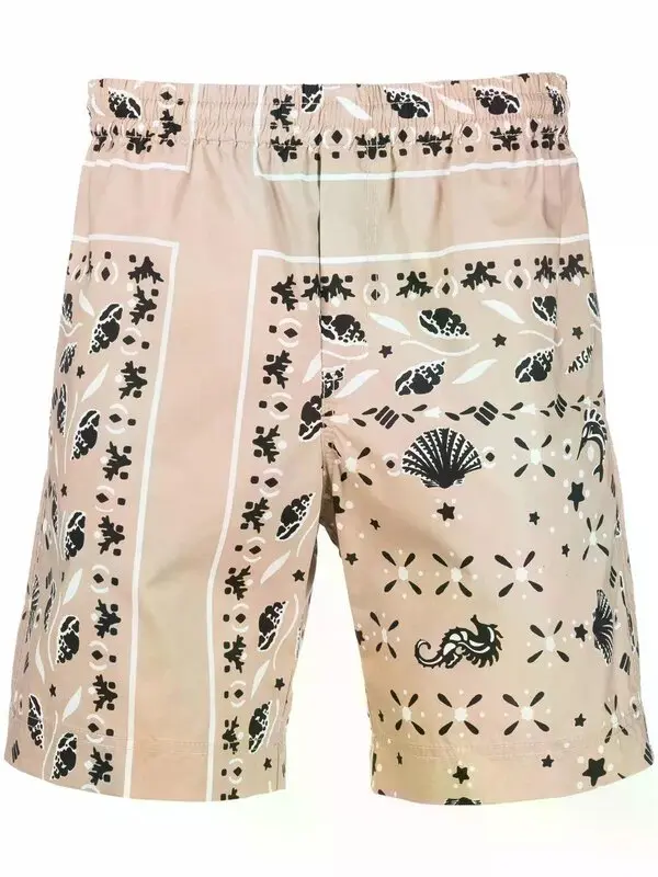 MSGM Paisley Print Cotton Shorts - Neutrals