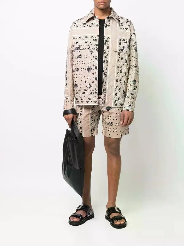 MSGM Paisley Print Cotton Shorts - Neutrals