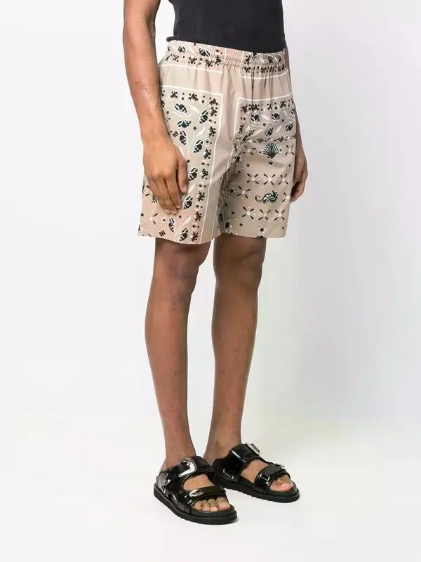 MSGM Paisley Print Cotton Shorts - Neutrals