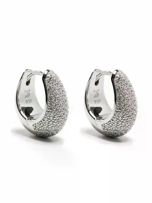 Tom Wood Ice Hoop Pave Earrings - Silver