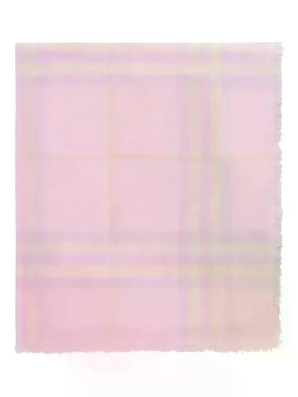 Burberry Check Wool Scarf - Pink