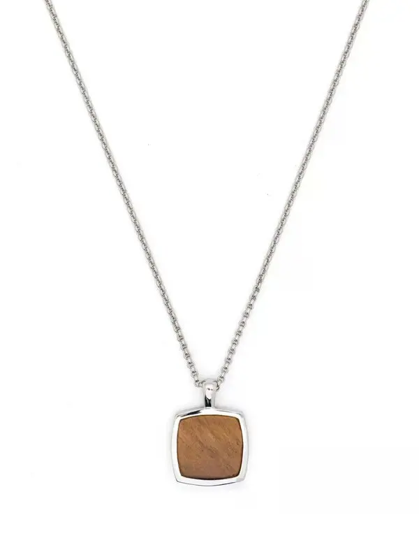 Tom Wood Cushion Pendant Tiger Eye Necklace - Silver