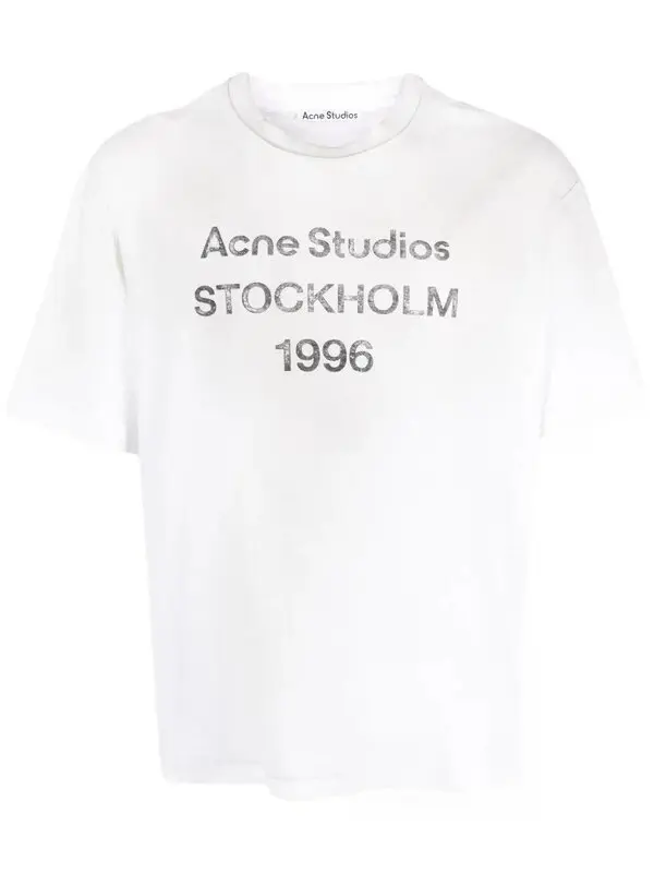 Acne Studios Logo Print Relaxed Fit T-shirt - Neutrals