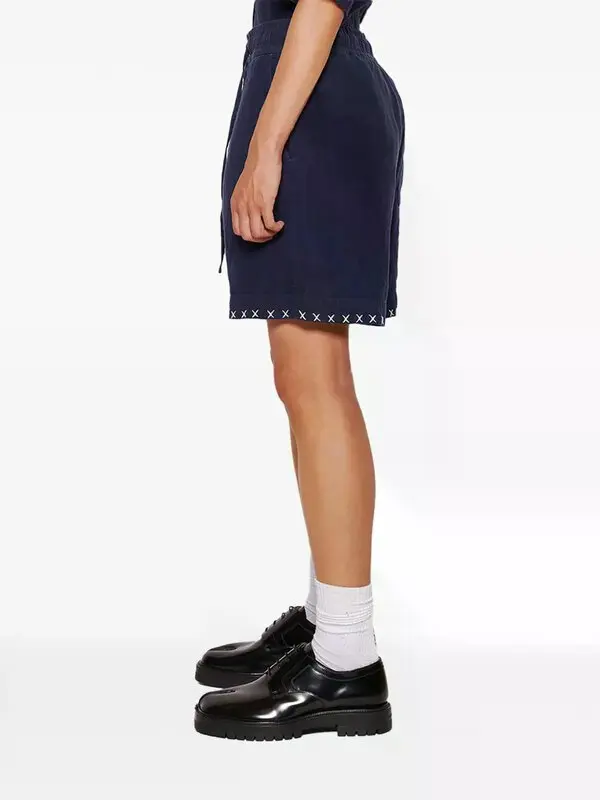 THE ELDER STATESMAN Contrasting-stitch Linen Shorts