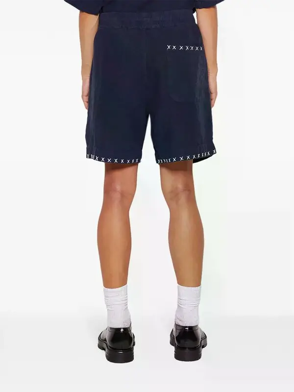 THE ELDER STATESMAN Contrasting-stitch Linen Shorts