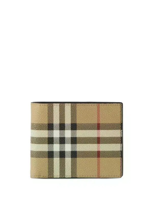 Burberry Check-print Bi-fold Leather Wallet - Brown