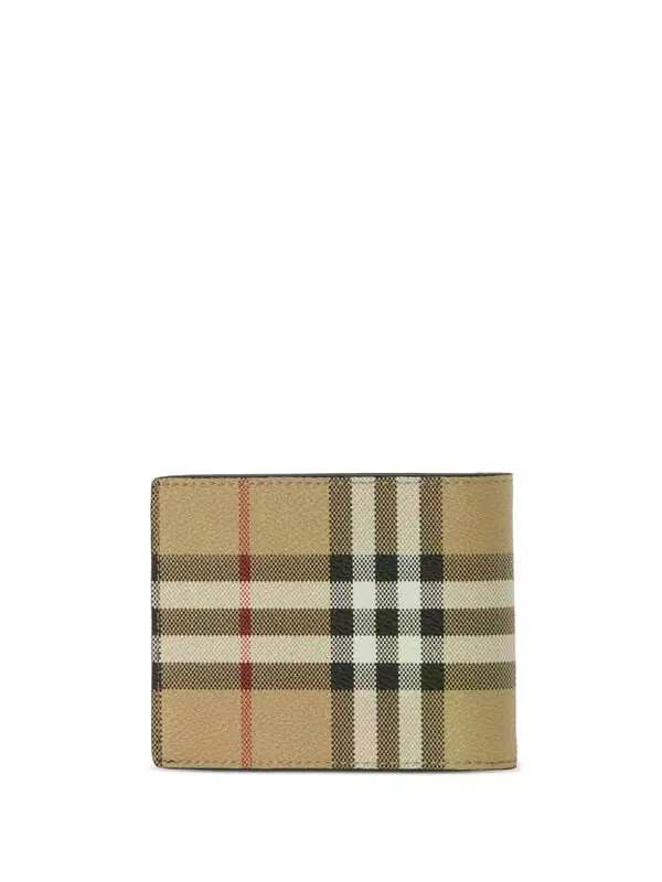 Burberry Check-print Bi-fold Leather Wallet - Brown