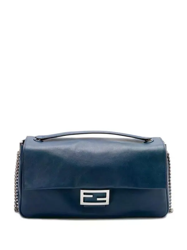 Fendi Leather Baguette Shoulder Bag - Blue