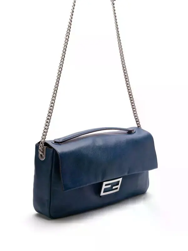 Fendi Leather Baguette Shoulder Bag - Blue