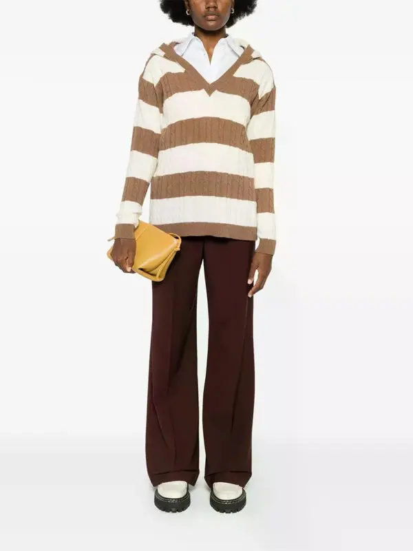 SEMICOUTURE Striped Cable Knit Sweater