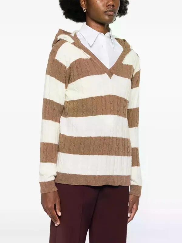 SEMICOUTURE Striped Cable Knit Sweater