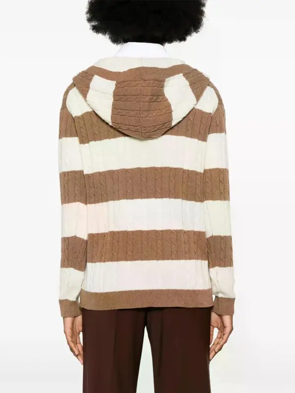 SEMICOUTURE Striped Cable Knit Sweater