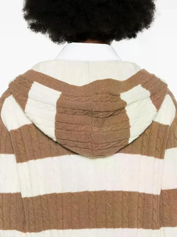 SEMICOUTURE Striped Cable Knit Sweater
